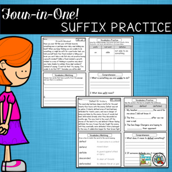Suffixes Vocabulary Practice and Reading Comprehension Passages | Word ...