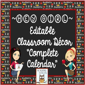 Editable Classroom Calendar | Word List Builder