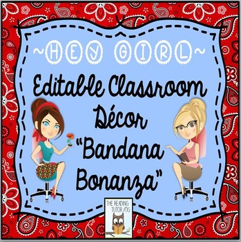 Classroom Decor Bandana Theme Editable | Word List Builder
