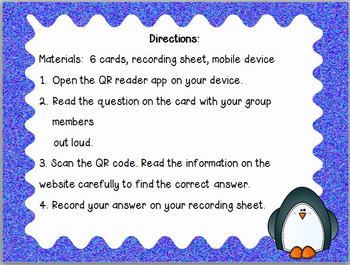 January Centers Penguins QR Codes Non-fiction task cards | Word List ...