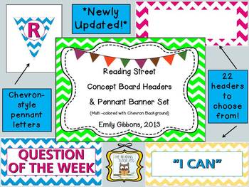 Reading Concept Board Headers & Chevron Pennant Banner Set | Word List ...