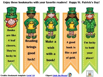 St. Patrick's Day Bookmarks Freebie | Word List Builder