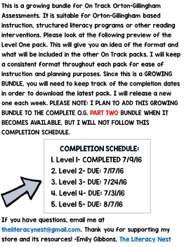 Orton-Gillingham Assessment Level 1-5 Pre and Post Tests Leveled ...