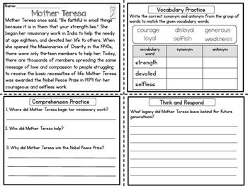 Women's History Month Reading Comprehension | Word List Builder