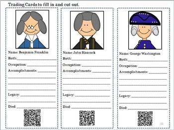 Revolutionary War QR Codes Lap Book | Word List Builder