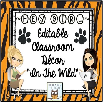 Classroom Decor Animal Print Editable | Word List Builder