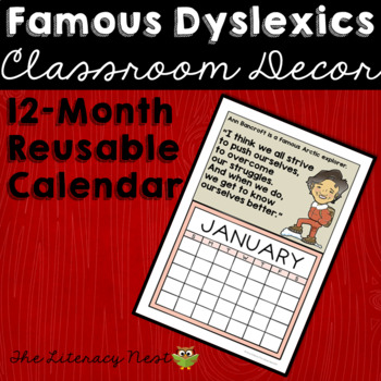 Famous Dyslexics 12 Month Poster Calendar for Dyslexia Awareness | Word ...
