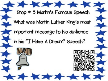 Martin Luther King Jr. QR Code Web Quest and Non-Fiction Task Cards ...