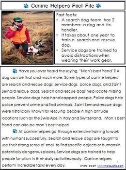 Nonfiction Task Cards: Search and Rescue Dogs | Word List Builder