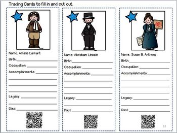 Biography Unit Research Report QR Codes Lap Book | Word List Builder