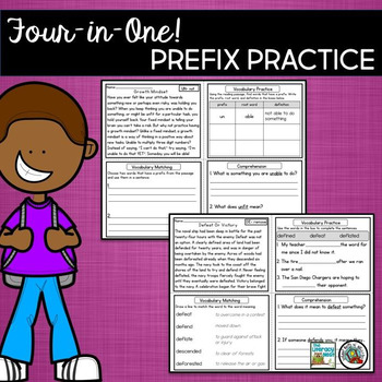 Prefixes Vocabulary Practice and Reading Comprehension Passages | Word ...