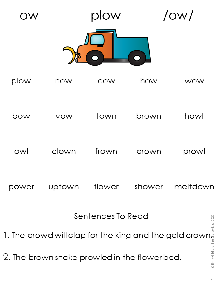 Diphthongs OW Orton-Gillingham Level 2 Multisensory Phonics Activities ...