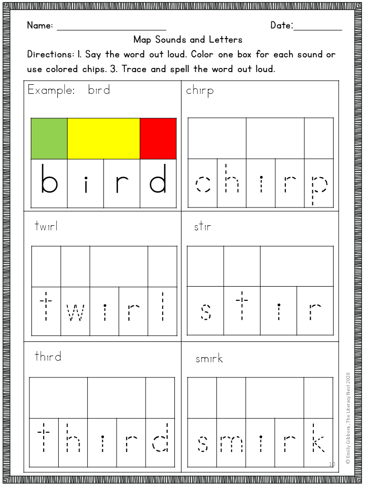 Orton-Gillingham Phonics Multisensory Activities R-Controlled Vowels IR ...