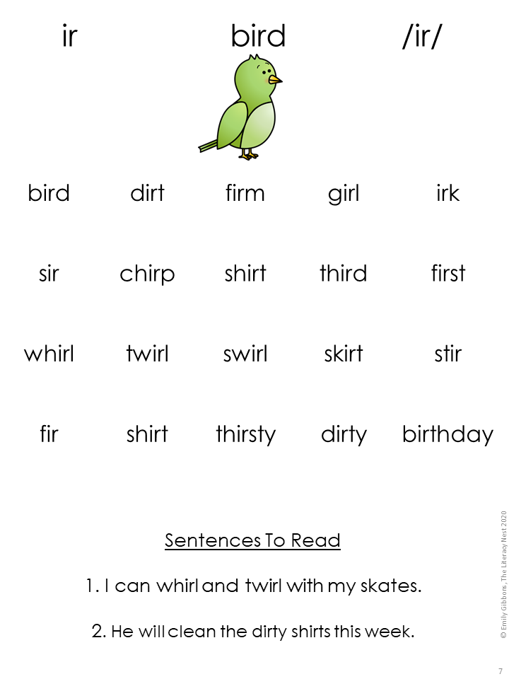 Orton-Gillingham Phonics Multisensory Activities R-Controlled Vowels IR ...