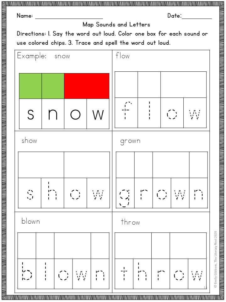 OW Vowel Digraph Phonics Practice | Word List Builder