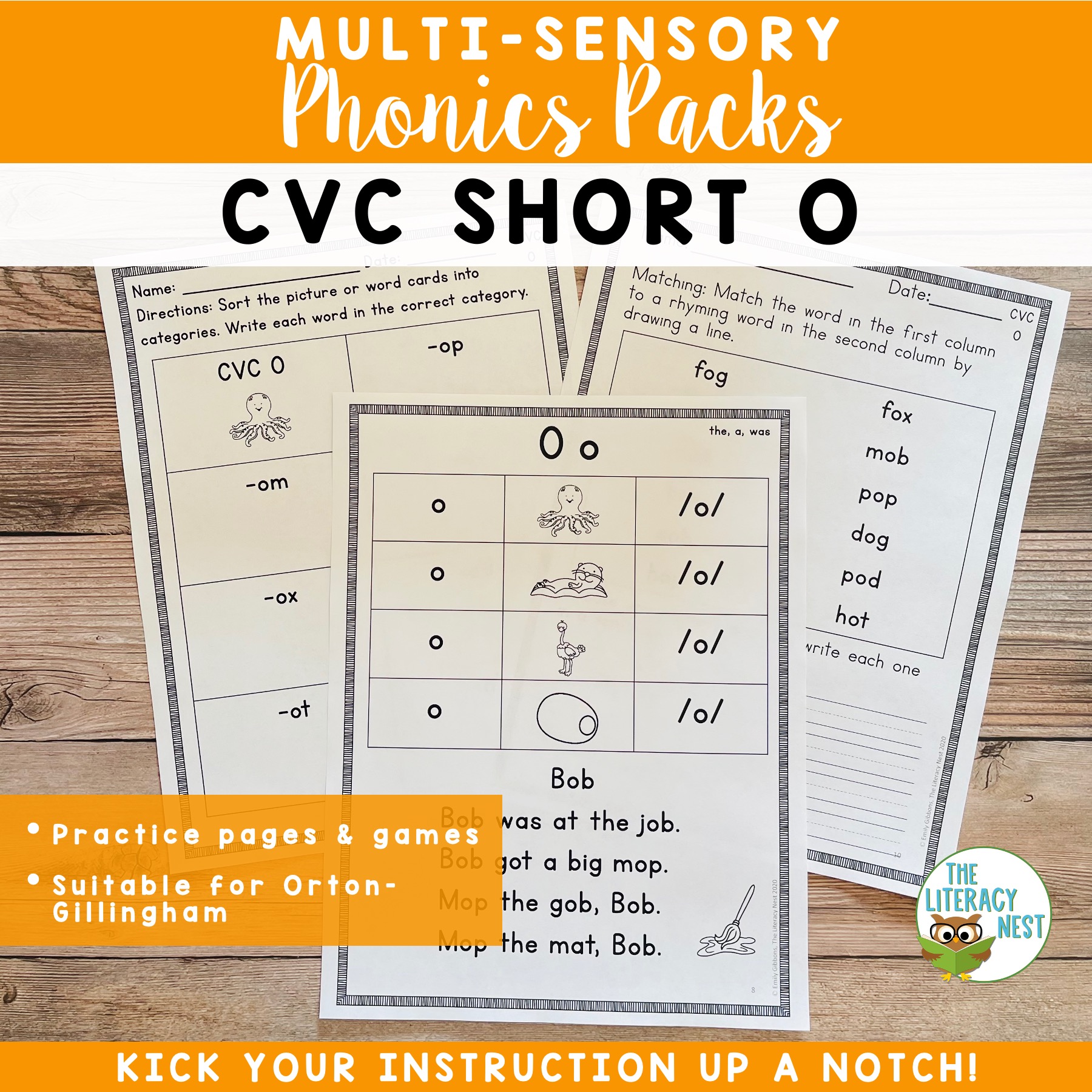 CVC Short O Multisensory Phonics Practice Orton-Gillingham Level 1 ...
