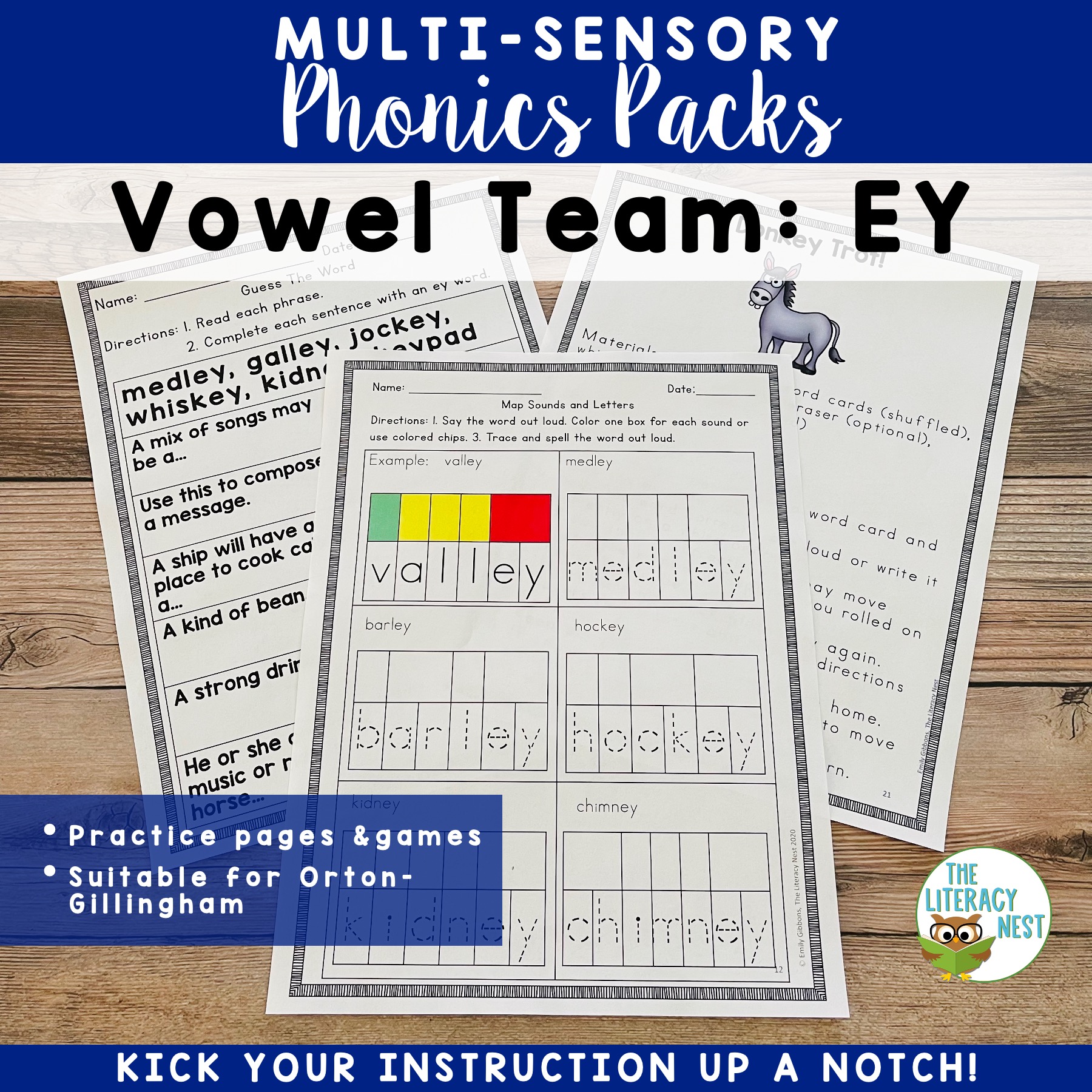 Orton-Gillingham Phonics EY Vowel Team Long E | Word List Builder