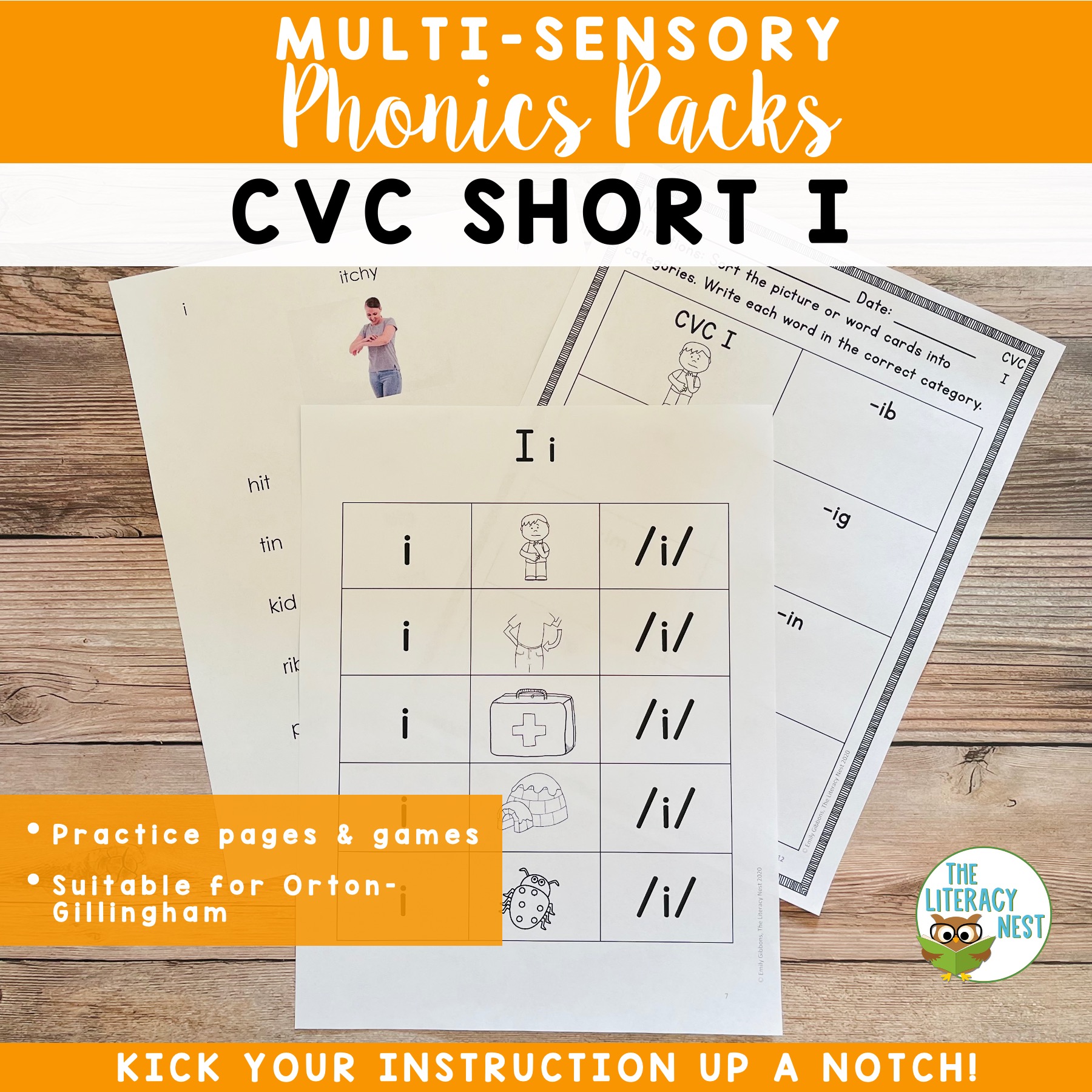 CVC Short I Multisensory Phonics Activities Orton-Gillingham Level 1 ...