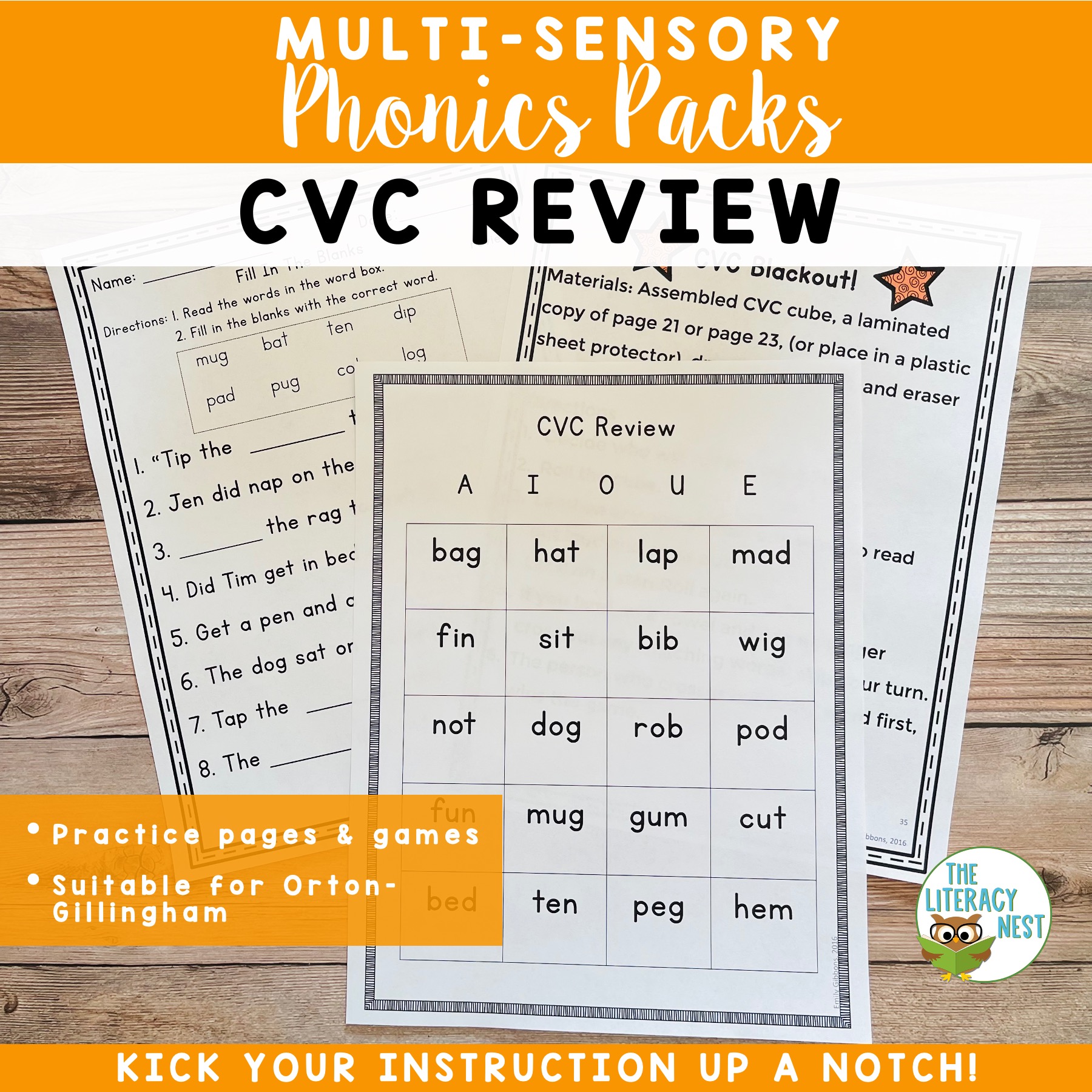 CVC Review Multisensory Phonics Practice Orton-Gillingham Resources ...