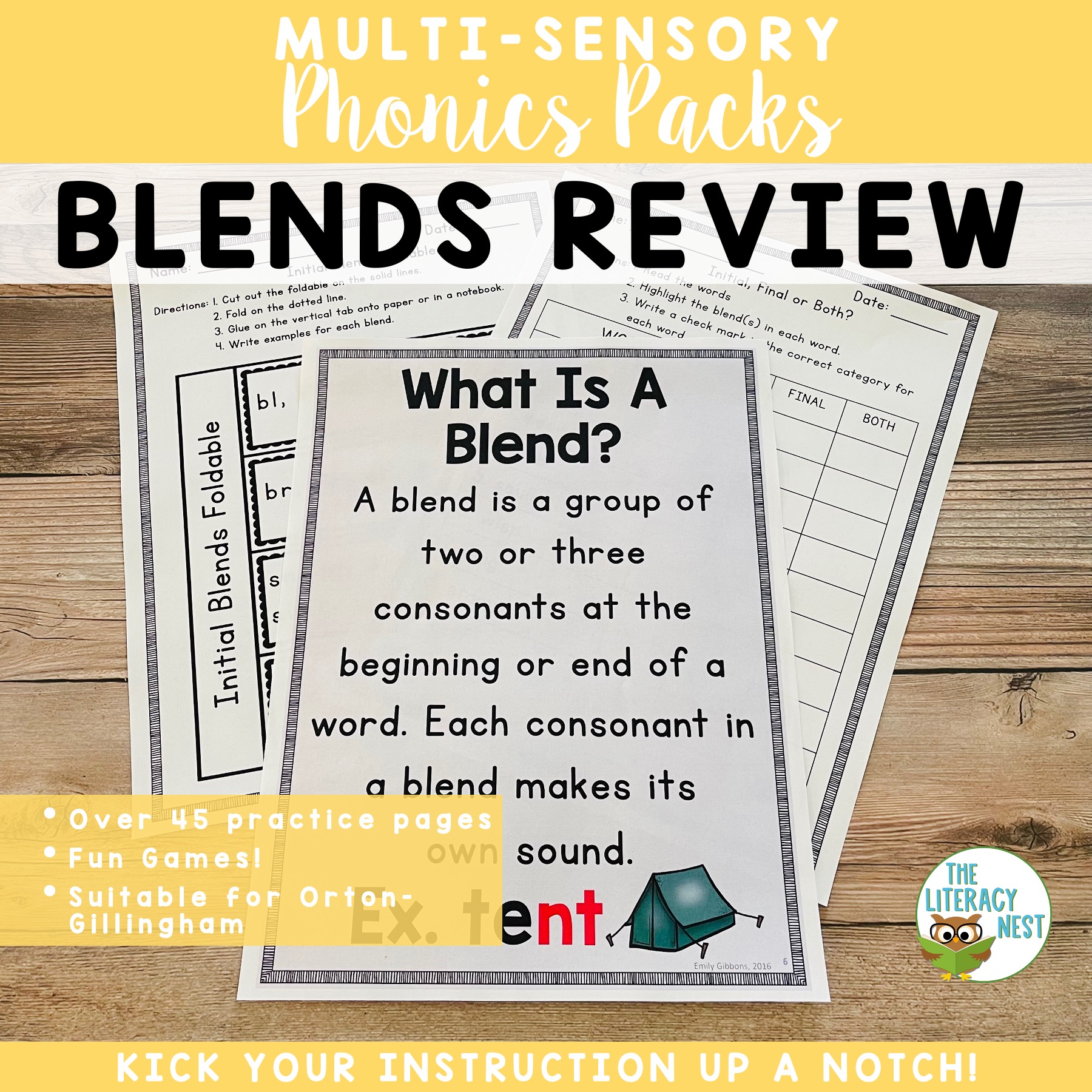 Initial and Final Blends Orton-Gillingham Level 1 Multisensory Phonics ...
