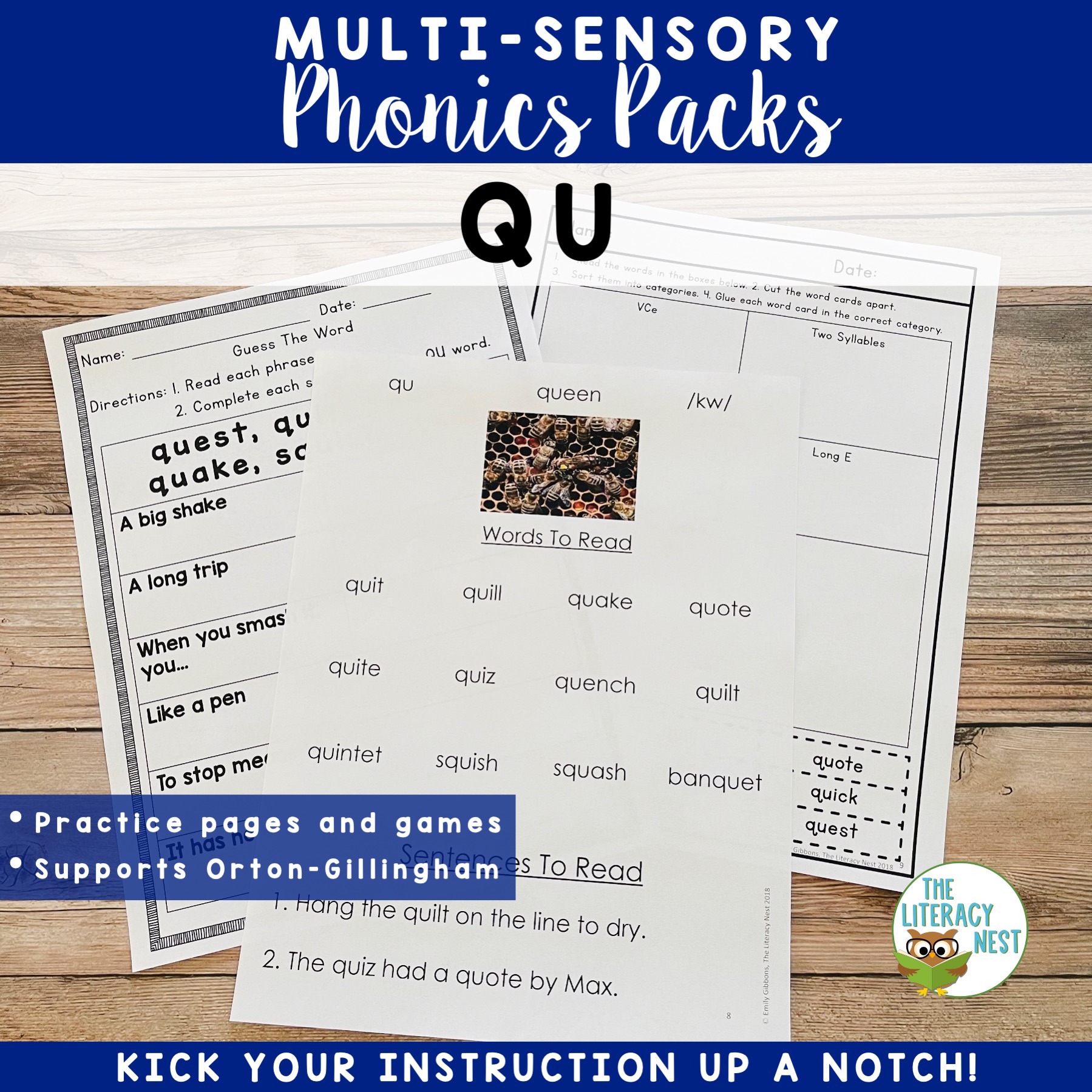 QU Multisensory Reading Orton-Gillingham Lesson Resource | Word List ...