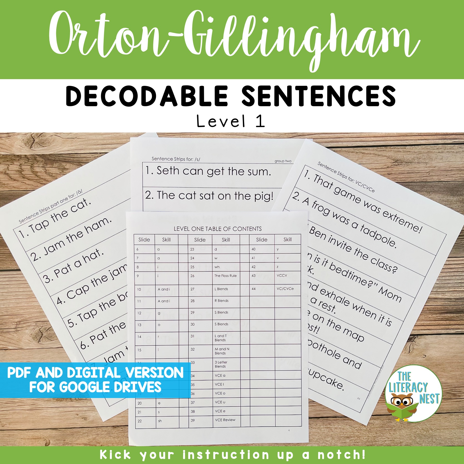 Decodable Sentences, Level 1 | PDF and Google Slides Orton-Gillingham ...