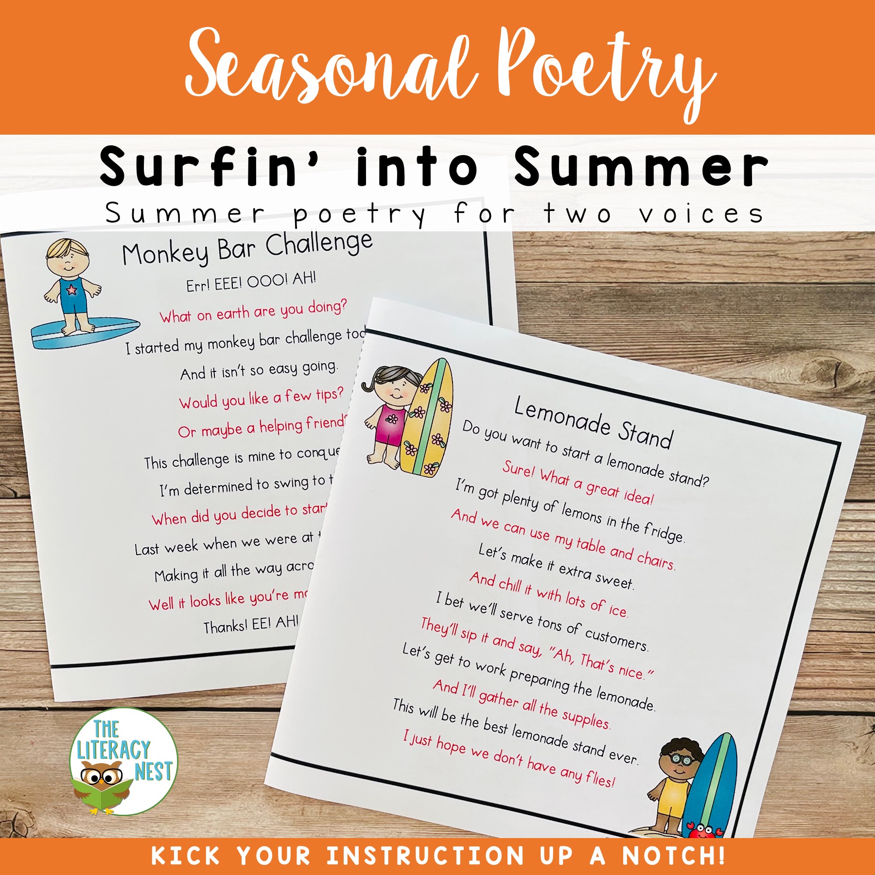 Partner Poems for Fluency Practice Summer Poetry | Word List Builder