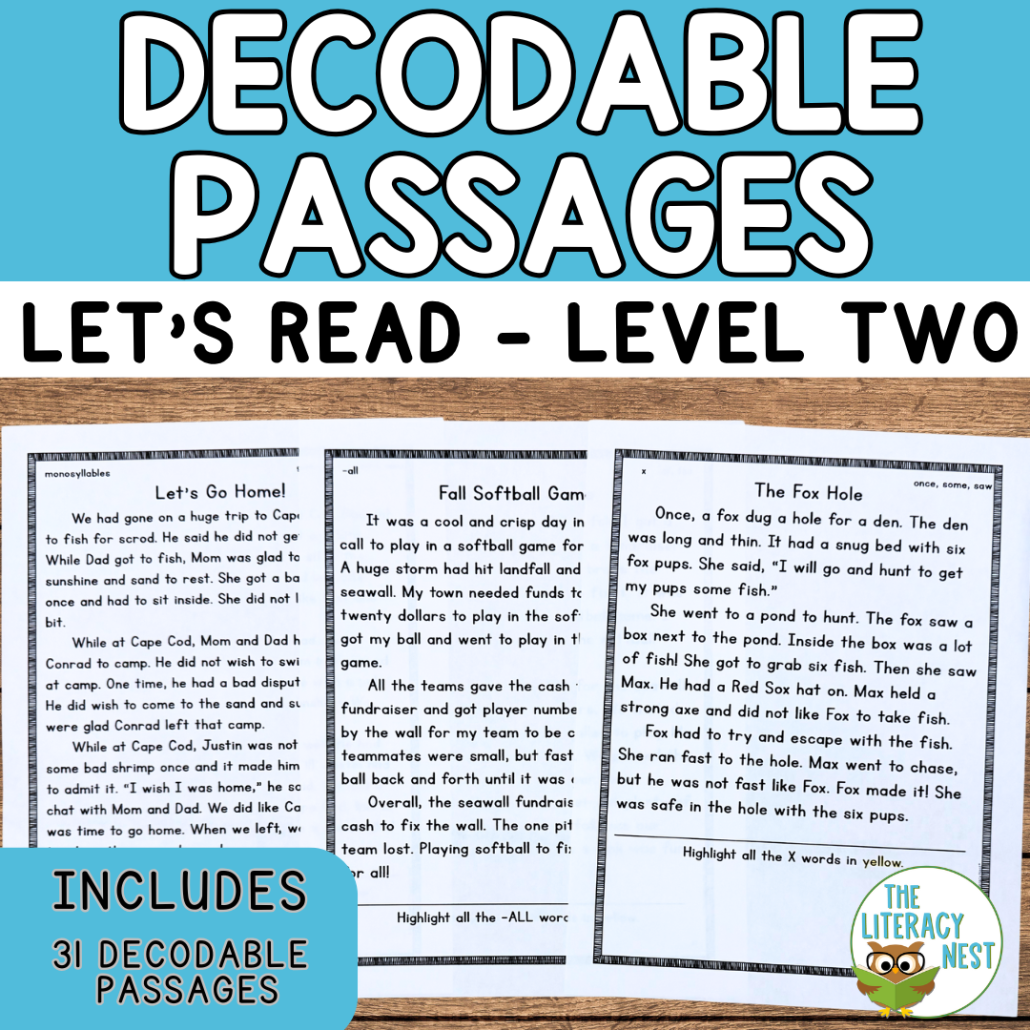 Orton-Gillingham Decodable Passages Level 2 - The Literacy Nest