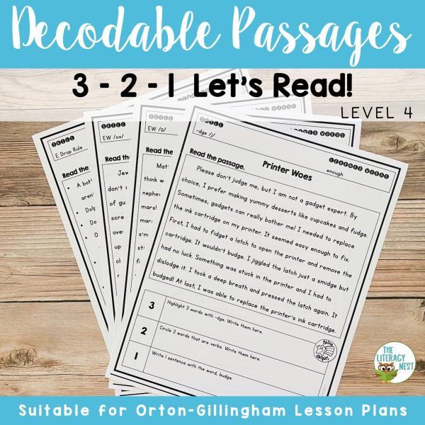 Orton-Gillingham Decodable Text Reading Passages Level 1 - The Literacy ...