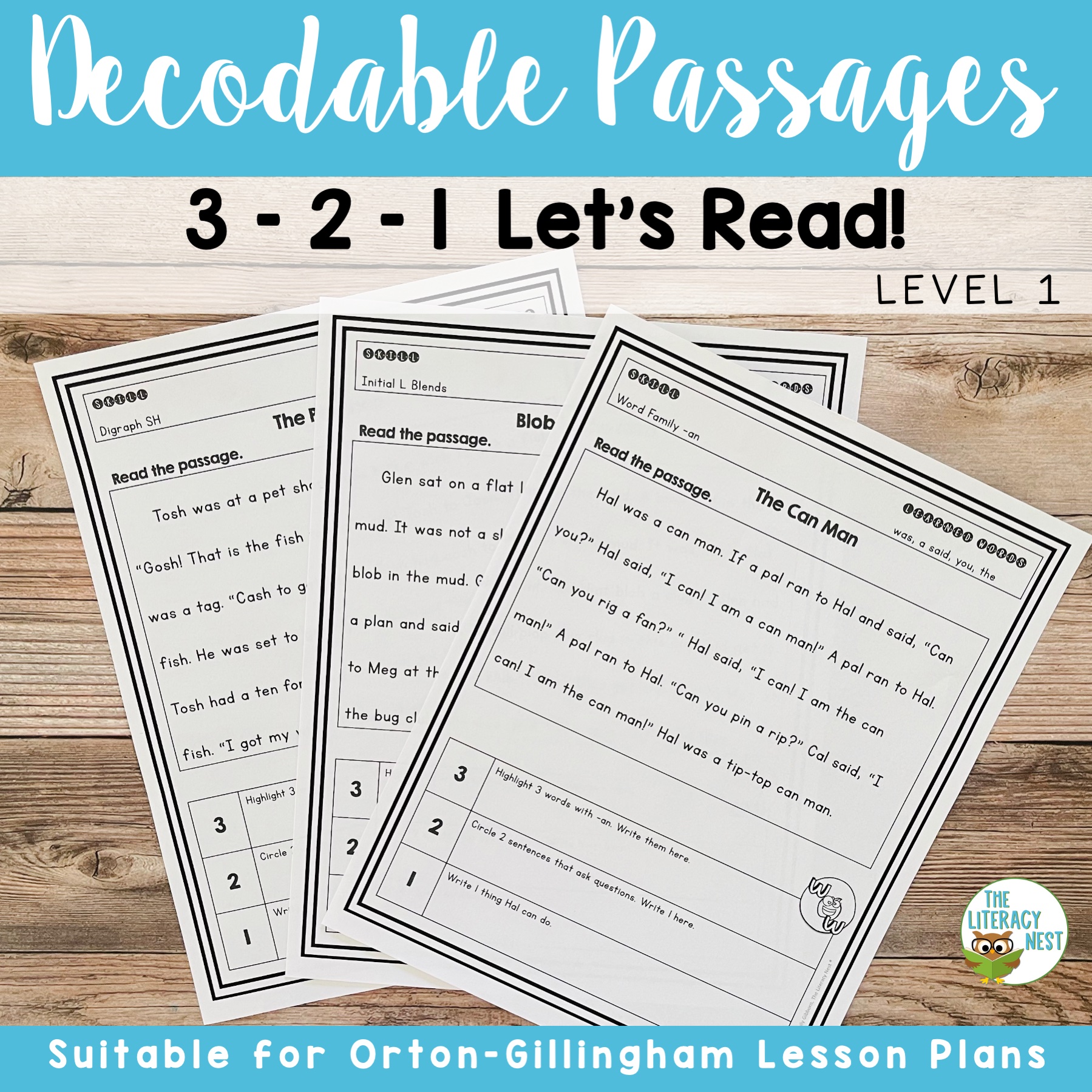 Orton-Gillingham Decodable Text Reading Passages Level 1 - The Literacy ...