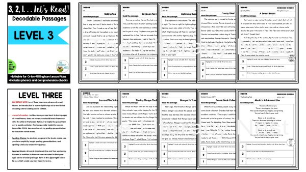 Decodable Passages for Orton-Gillingham Lessons Level 3 - The Literacy Nest