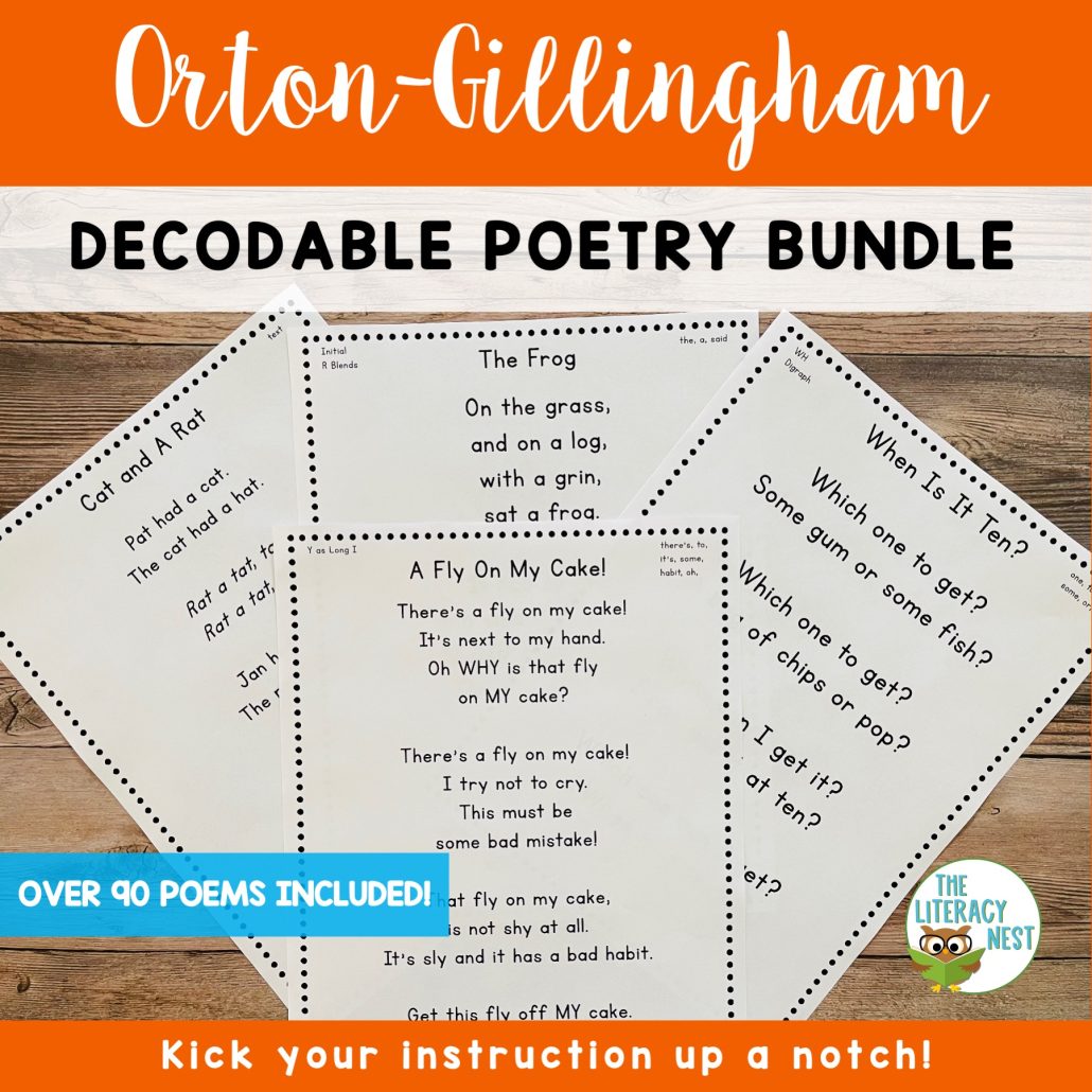 Phonics Poems Decodable Poetry for Orton Gillingham Activities - The ...