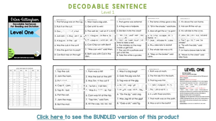 Decodable Sentences for Orton-Gillingham Lesson Plans BUNDLE - The ...