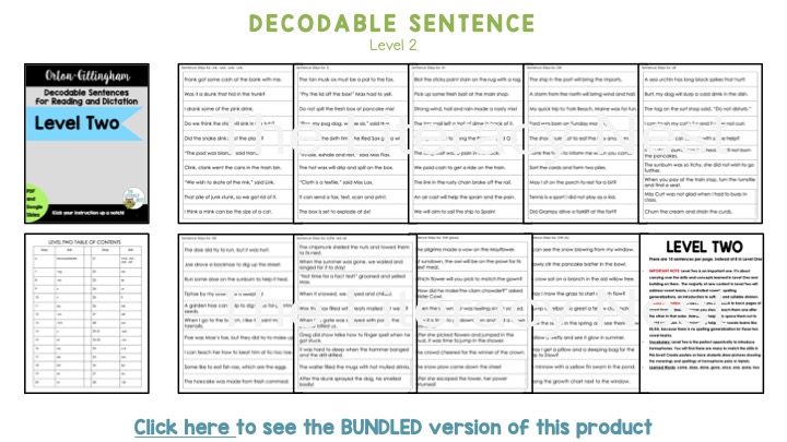 Decodable Sentences for Orton-Gillingham Lesson Plans BUNDLE - The ...