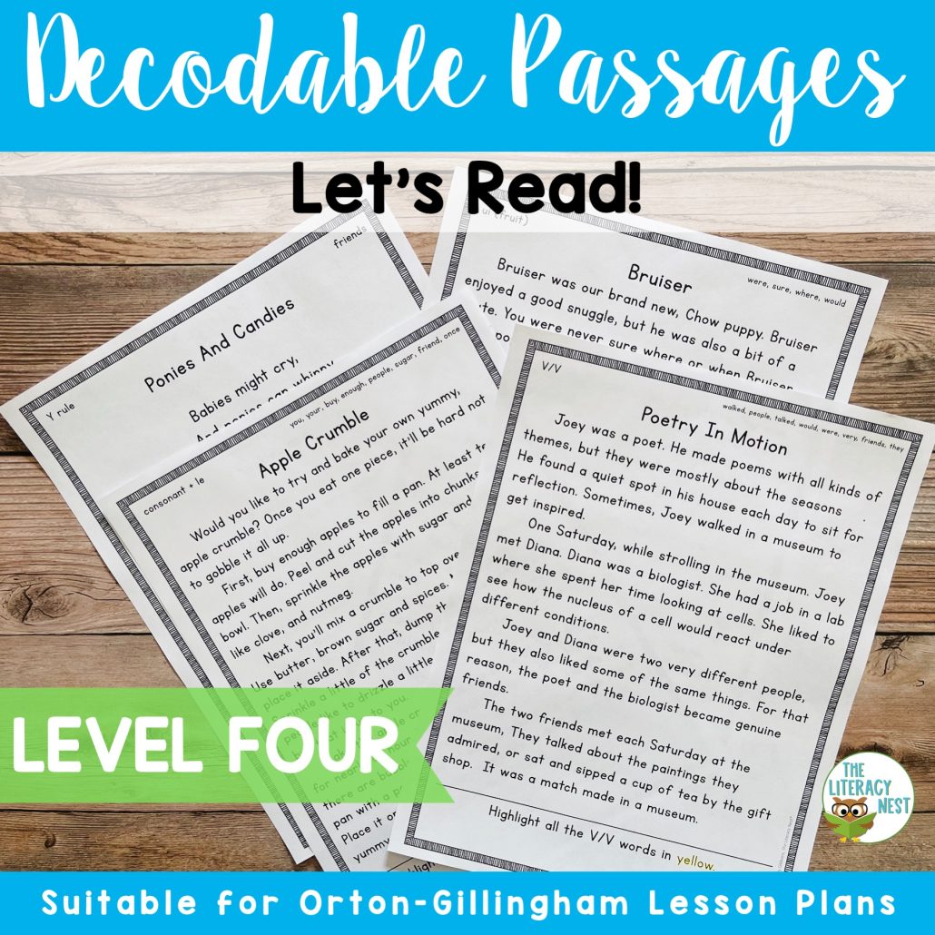 Decodable Passages for Orton-Gillingham Lessons Level 4 - The Literacy Nest
