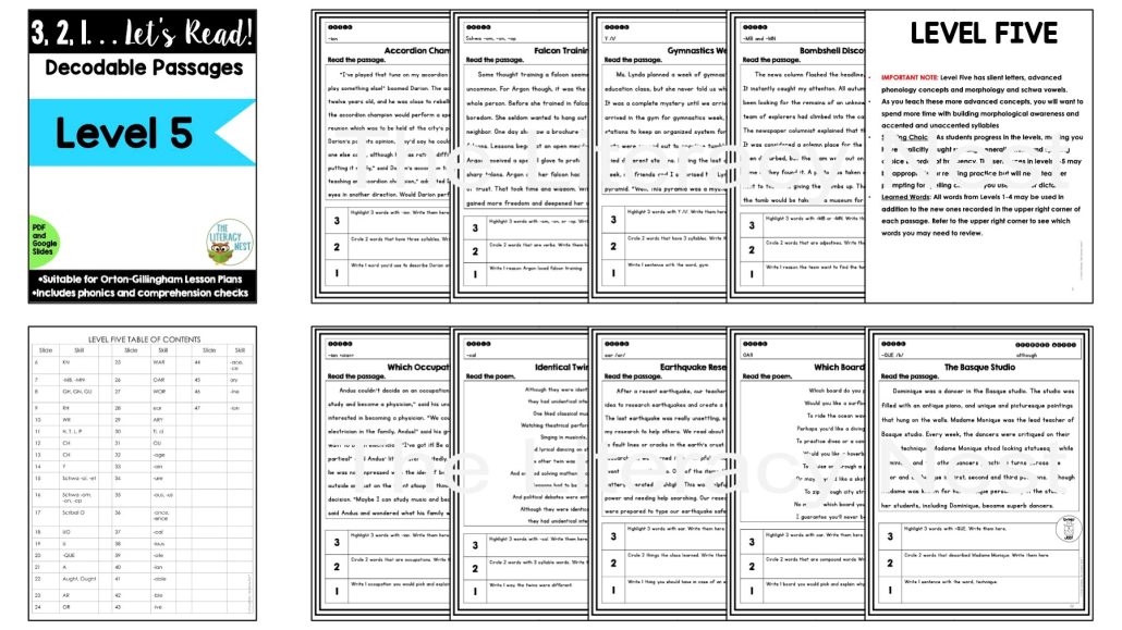 Decodable Passages for Orton-Gillingham Lessons Level 5 - The Literacy Nest