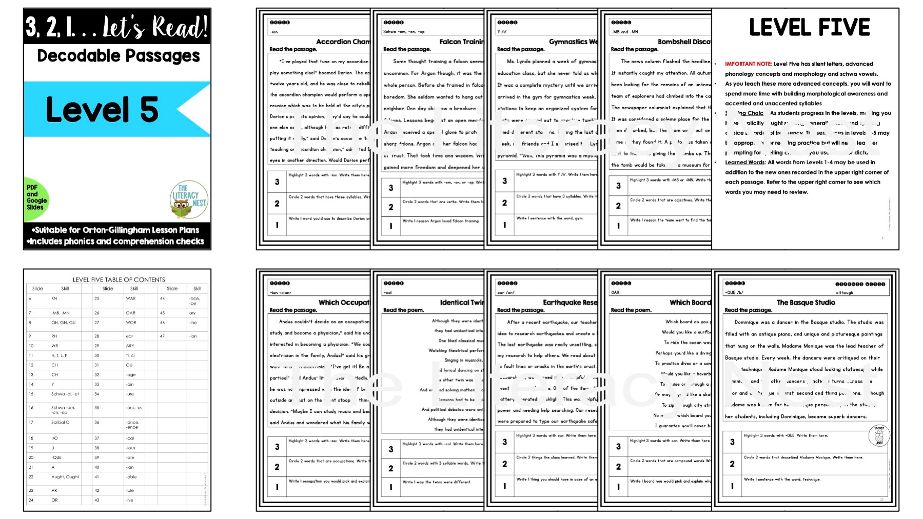 Decodable Passages for Orton-Gillingham Lessons Level 5 - The Literacy Nest