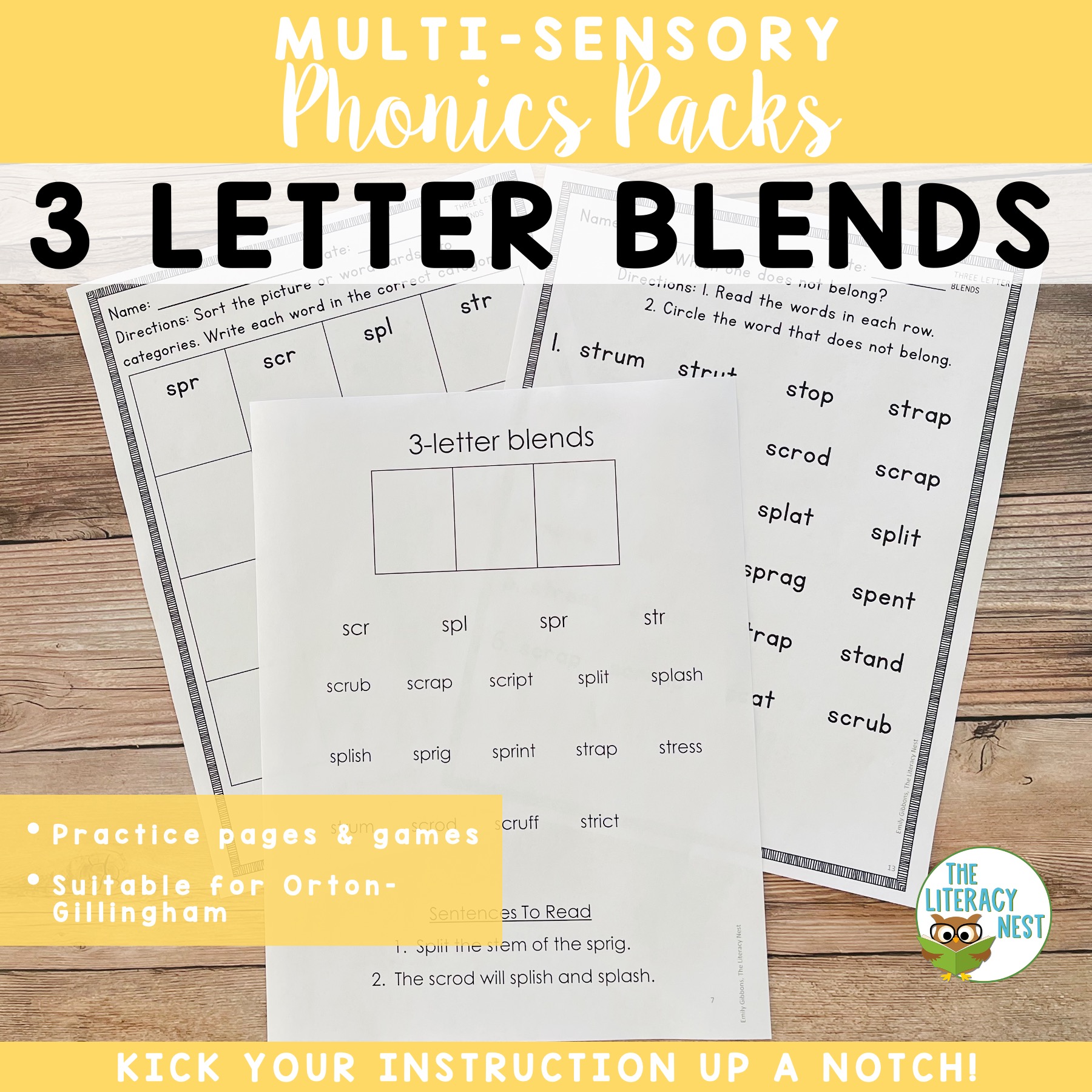 Three Letter Consonant Blends Orton Gillingham Multisensory Activities