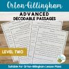 Decodable Word Lists & Sentences for ADVANCED Orton-Gillingham Level 1 ...