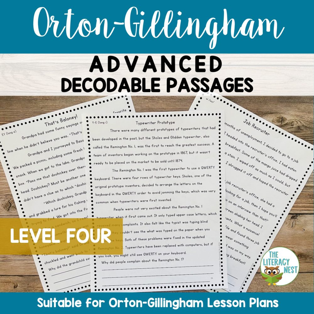Decodable Word Lists & Sentences for ADVANCED Orton Gillingham Level 4 ...