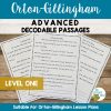 Decodable Passages for Advanced Orton-Gillingham Lessons Level 1 - The ...
