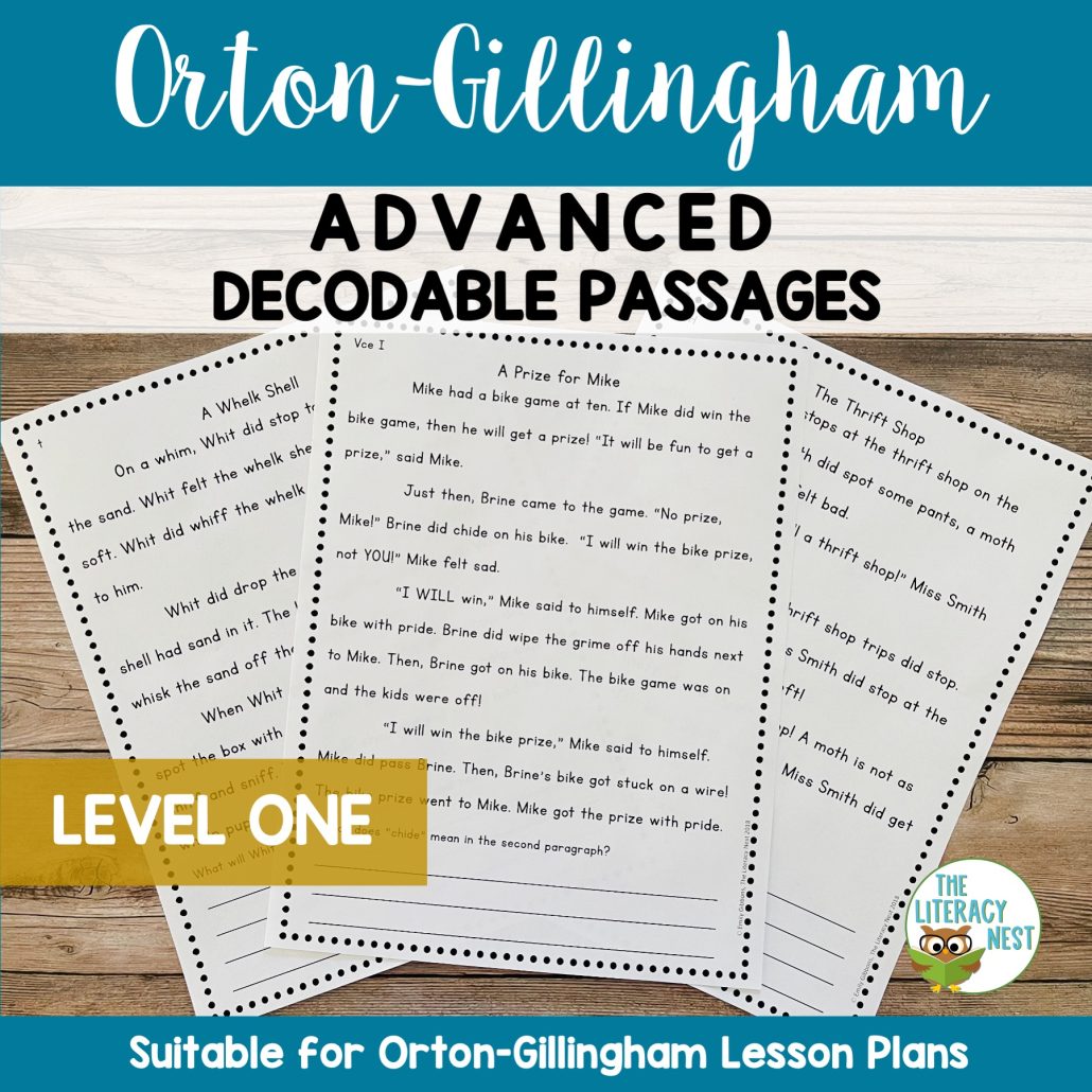 Decodable Passages for Advanced Orton-Gillingham Lessons Level 1 - The ...