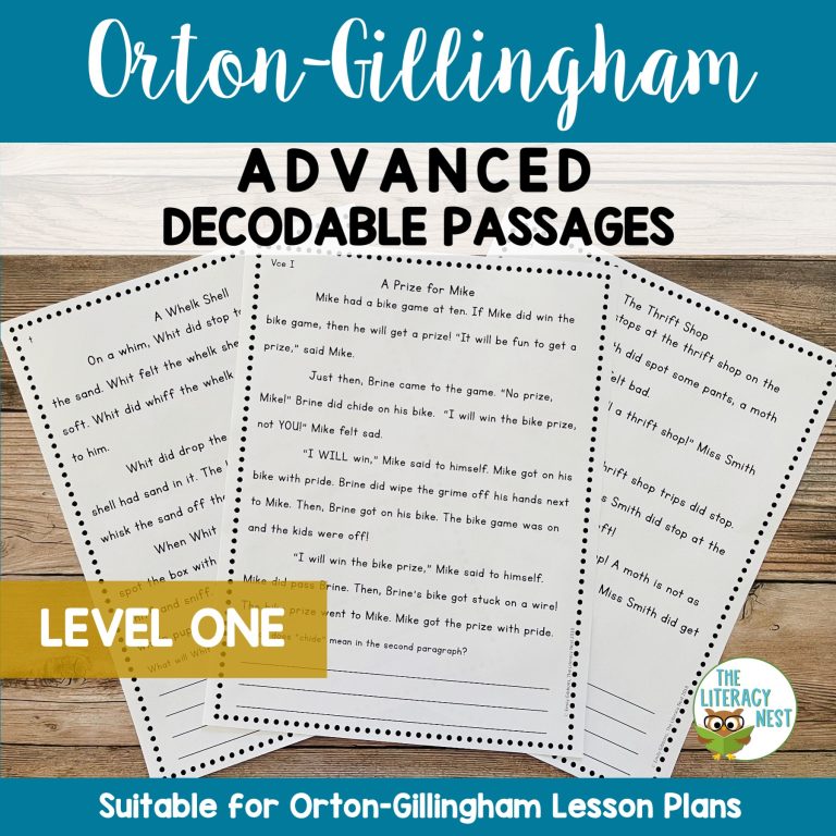 Decodable Passages for Advanced Orton-Gillingham Lessons Level 1 - The ...