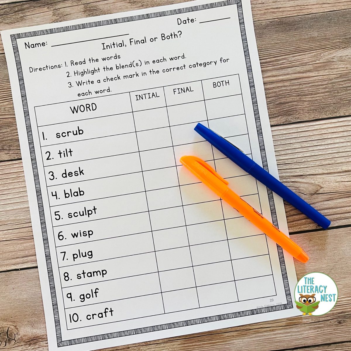 Consonant Blends Review Worksheets Activities for Orton-Gillingham ...