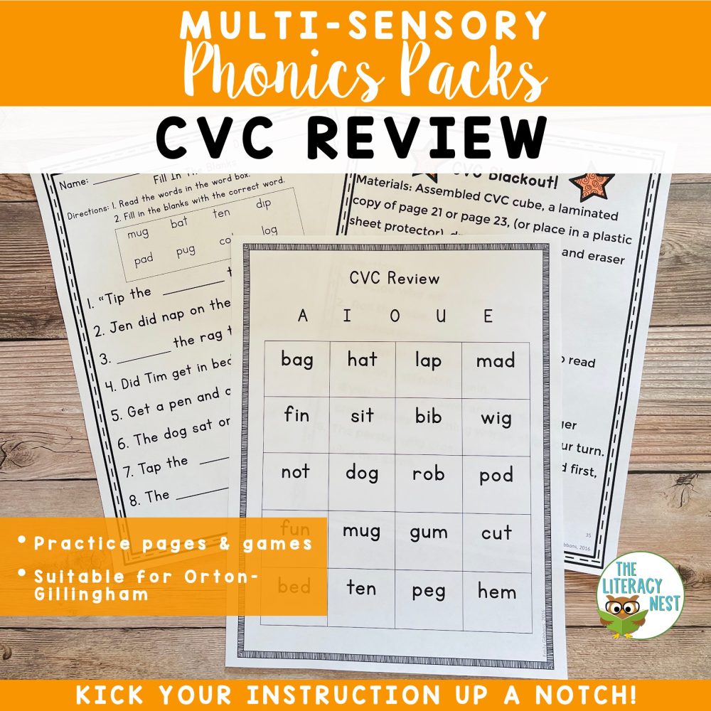 Phonics Packs: CVC | Multisensory Practice Orton-Gillingham Resources ...