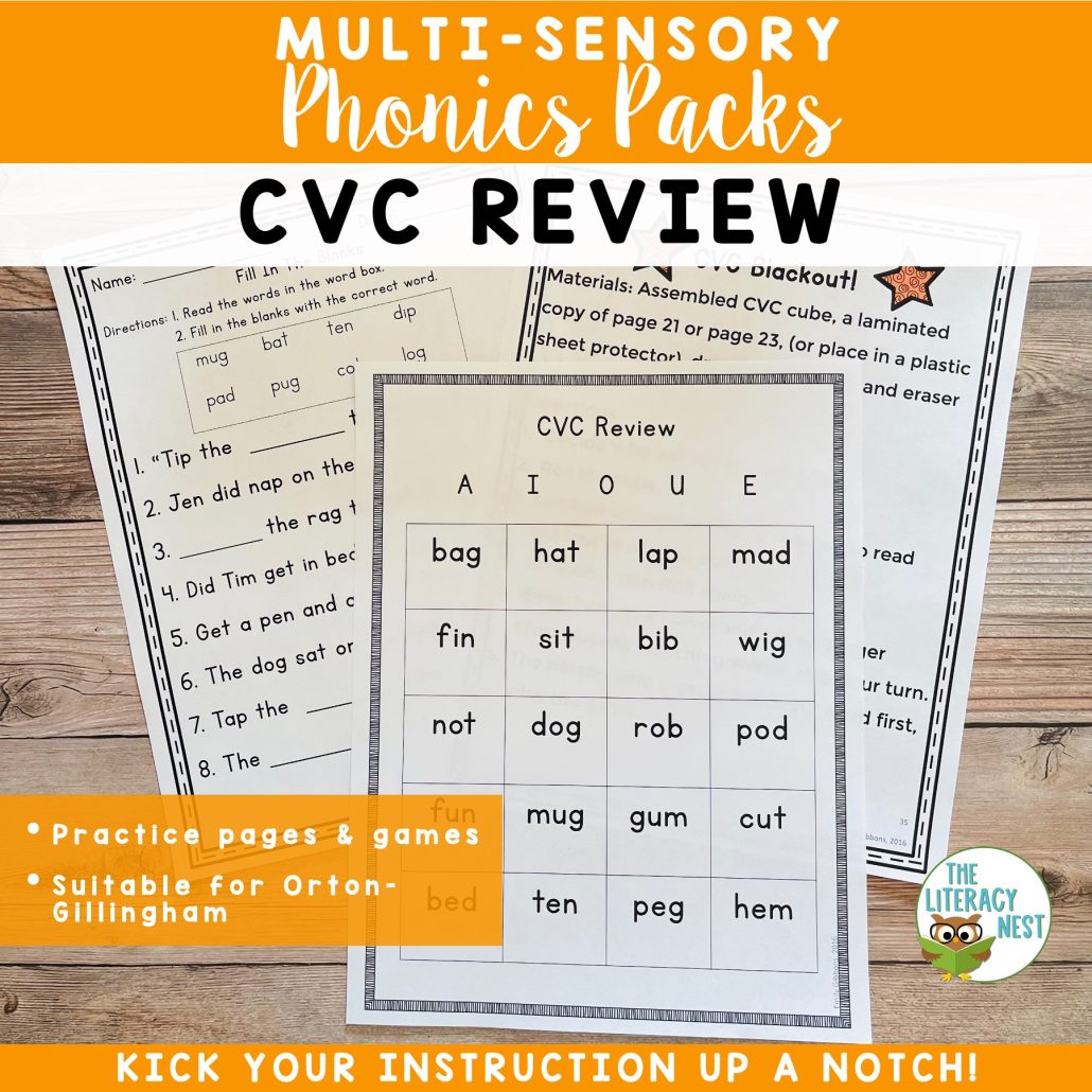 Phonics Packs: CVC | Multisensory Practice Orton-Gillingham Resources ...