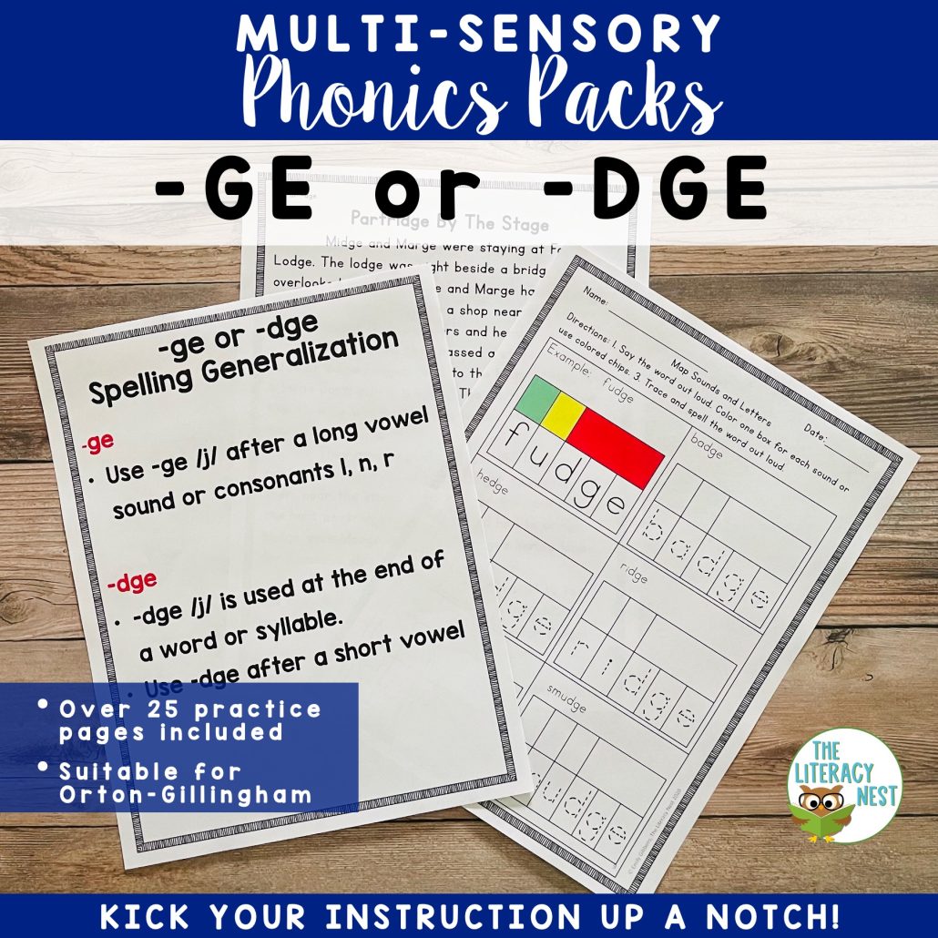 GE and DGE Spelling Rules for Orton-Gillingham Lessons - The Literacy Nest