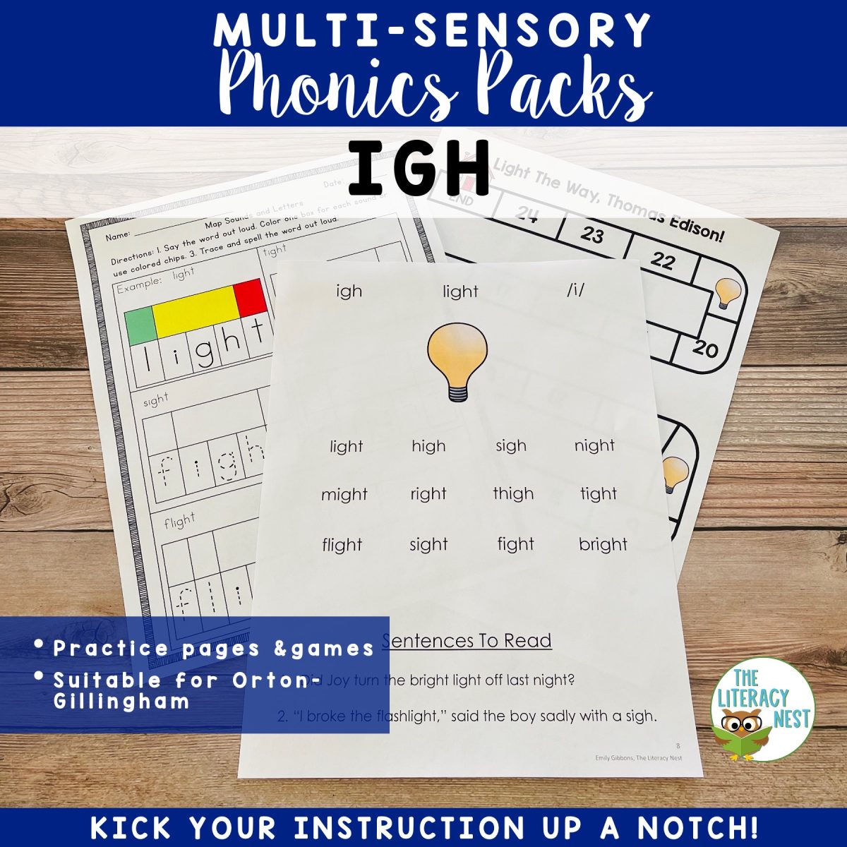 Phonics Packs: IGH | Word Work Printables Multisensory Orton-Gillingham ...