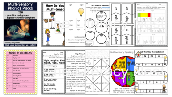 Phonics Packs: IGH | Word Work Printables Multisensory Orton-Gillingham ...