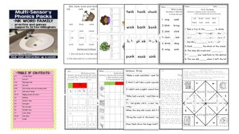 Phonics Packs: -NK Glued Sounds | Multisensory Phonics Approach Orton ...